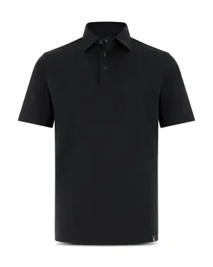 Boggi Milano Cotton, Polyester, And Silk Blend Polo Shirt - Black