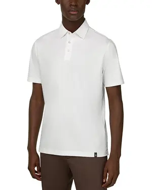 Boggi Milano Cotton, Polyester, And Silk Blend Polo Shirt - White
