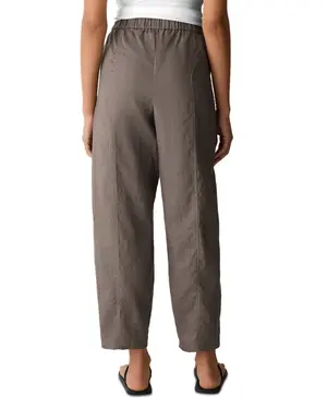 Eileen Fisher Linen Ankle Pleated Lantern Pants - Walnut