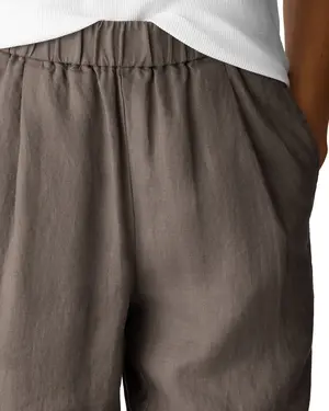 Eileen Fisher Linen Ankle Pleated Lantern Pants - Walnut