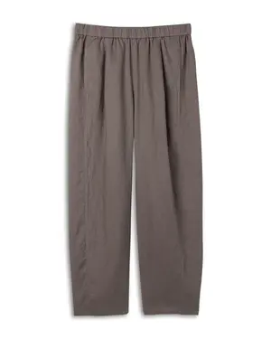 Eileen Fisher Linen Ankle Pleated Lantern Pants - Walnut
