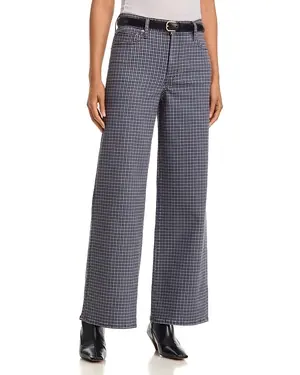 FRAME Le Slim Palazzo Jeans - Chestnut Houndstooth