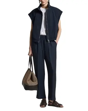 Peserico High Neck Zip-up Vest - Ink