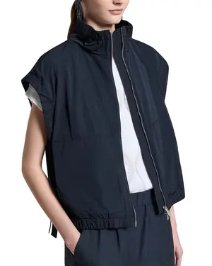 Peserico High Neck Zip-up Vest - Ink