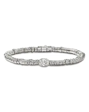 John Hardy Sterling Diamond Heishi Bead Bracelet - Silver