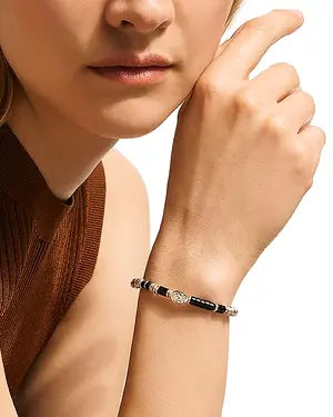 John Hardy Sterling Diamond And Onyx Bracelet - Silver