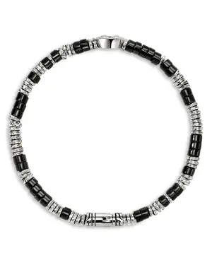 John Hardy Sterling Diamond And Onyx Bracelet - Silver