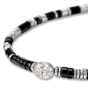 John Hardy Sterling Diamond And Onyx Bracelet - Silver