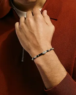John Hardy Sterling Diamond And Onyx Bracelet - Silver