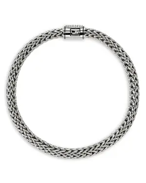 John Hardy Icon Diamond Pave Clasp Woven Bracelet