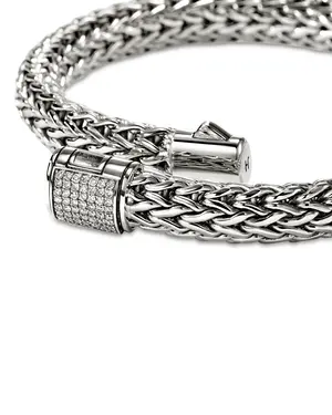 John Hardy Icon Diamond Pave Clasp Woven Bracelet