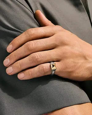 John Hardy Sterling & 14k Yellow Gold Icon Stud Ring