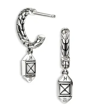 John Hardy Icon Pyramid Dangle Hoop Earrings - Silver