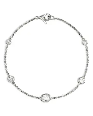 John Hardy Sterling Lab Grown Diamond Station Chain Bracelet - Silver