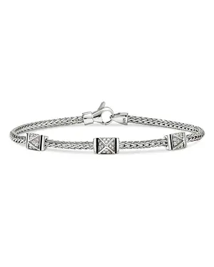John Hardy Icon Diamond Pyramid Custer Chain Bracelet - Silver