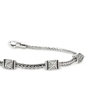 John Hardy Icon Diamond Pyramid Custer Chain Bracelet - Silver