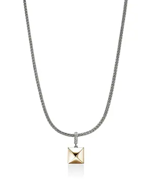 John Hardy 14k Yellow Gold & Sterling Icon Diamond Pyramid Pendant Necklace - Silver