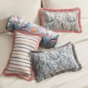 Ted Baker London Paisley Fringe Decorative Pillow, 12 X 20 - Blue