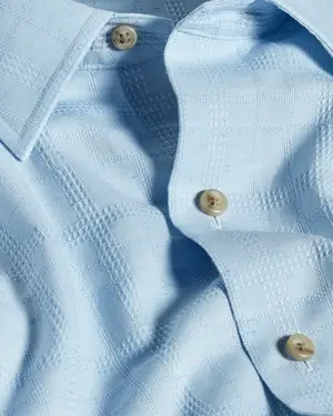 David Donahue Cotton Linen Jacquard Short Sleeve Shirt
