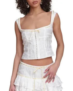 Avec Les Filles Embroidered Corset Top - White