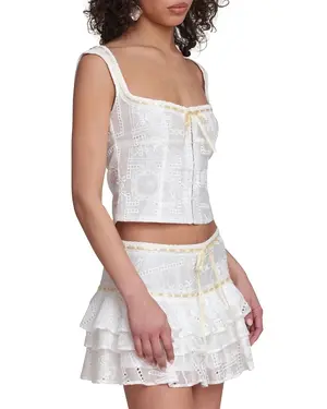 Avec Les Filles Embroidered Corset Top - White