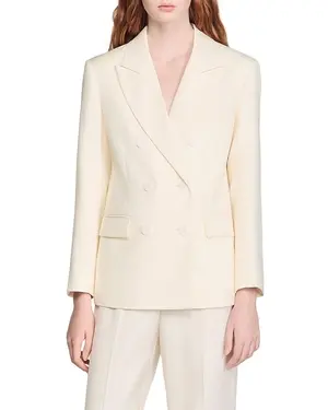 Sandro Double Breasted Suit Jacket - Ecru