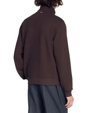 Sandro Cotton Half-zip Sweater - Chocolate