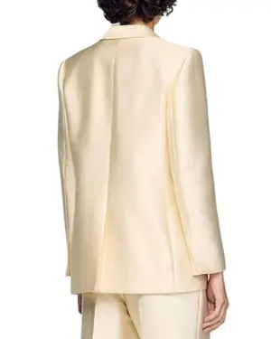 Sandro Satin Jacket With Flower Detail