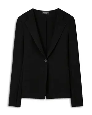 Emporio Armani Ribbed Jersey Blazer - Black