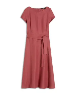 Max Mara Wkdesordio Linen Canvas Midi Dress - Cherry