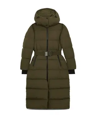 REISS Colette Longline Puffer Coat - Khaki