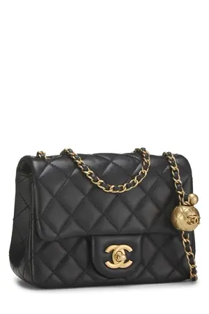 Chanel Quilted Lambskin Pearl Crush Chain Square Flap