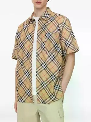 Burberry Relaxed Fit Check Linen Shirt - Neutrals