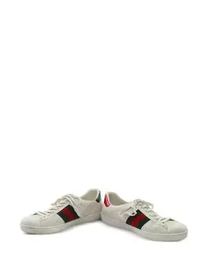 Gucci 2000s Snake-embroidered Leather Sneakers - White