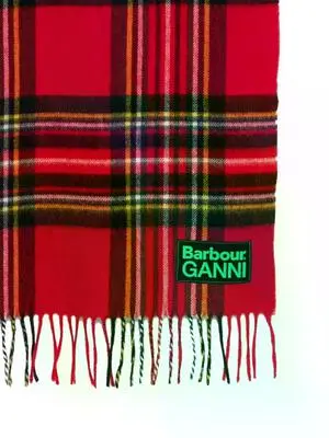 Barbour X Ganni Check Fringed Scarf