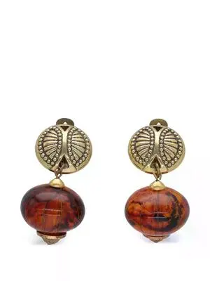 Vintage Engraved Clip-on Earrings - Gold