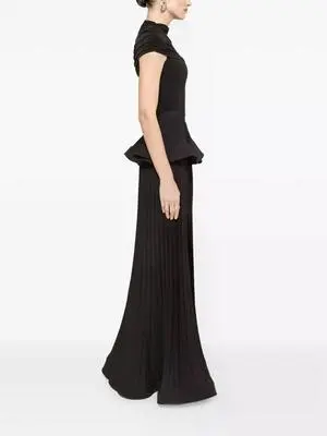 NISSA Pleated Palazzo Pants - Black