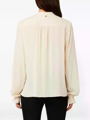 Liu Jo Georgette Blouse With V-neck And Ruffled Cuffs - Neutrals