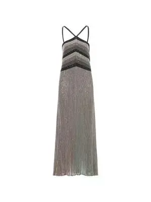 D.exterior Striped Midi Dress