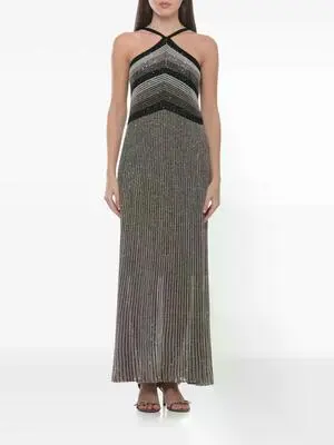 D.exterior Striped Midi Dress
