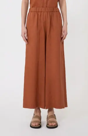 MM BY MAX MARA Canneti Linen Pull-on Wide Leg Pants