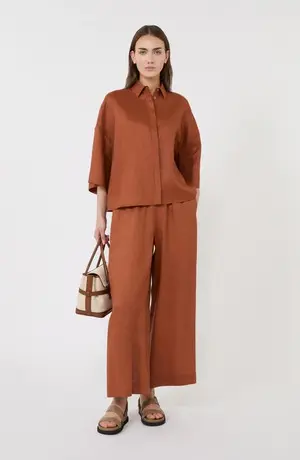 MM BY MAX MARA Canneti Linen Pull-on Wide Leg Pants