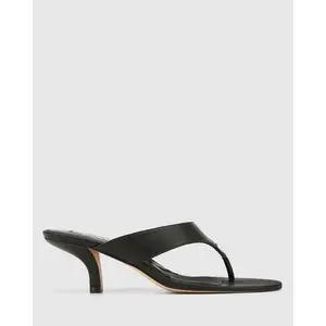 NAKED WOLFE Marley Suede High Heel Thong Sandals - Black