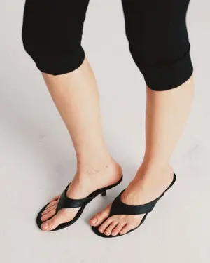NAKED WOLFE Marley Suede High Heel Thong Sandals - Black
