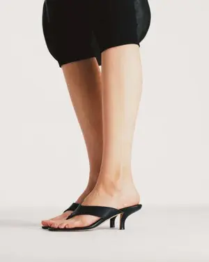 NAKED WOLFE Marley Suede High Heel Thong Sandals - Black