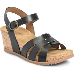 COMFORTIVA Taralyn Wedge Sandal - Black/black