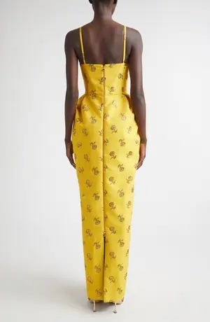 Carolina Herrera Carnation Jacquard Bell Gown