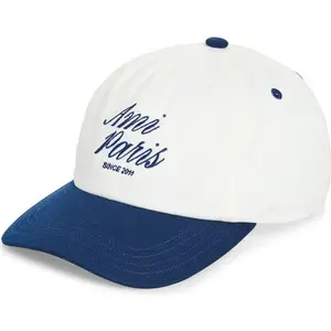 Ami Bicolor Logo Embroidered Baseball Cap - Encre/blanc Creme