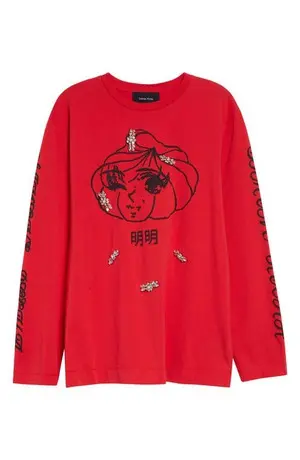Simone Rocha Dim Sum Logo Long Sleeve Cotton Graphic T-shirt