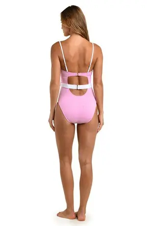 L'Agence Amie Colorblock Jacquard One-piece Swimsuit